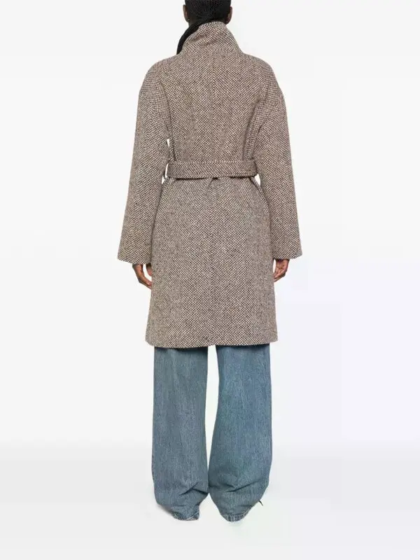 Liu Jo Herringbone Pattern Belted Coat