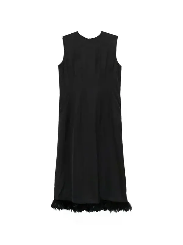 Plan C Feather-trim Sleeveless Maxi Dress