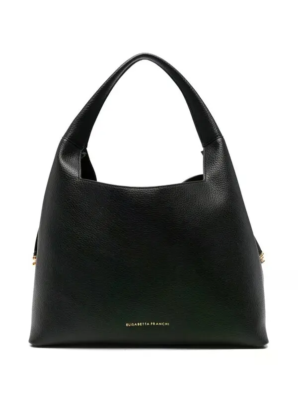 Elisabetta Franchi Grained-effect Zip-detail Shoulder Bag - Black