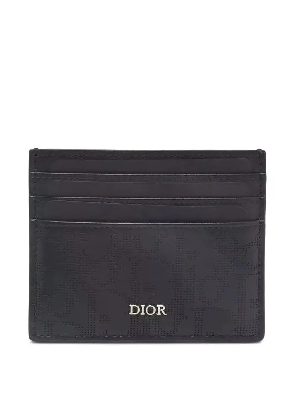 Dior 2023 Galaxy Oblique Perforated Card Holder - Black