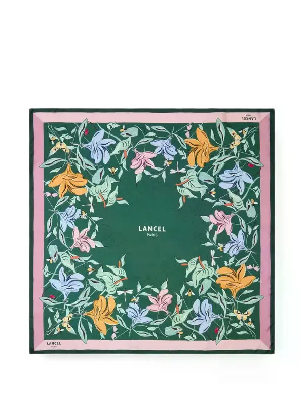 LANCEL Floral-print Silk Scarf - Green