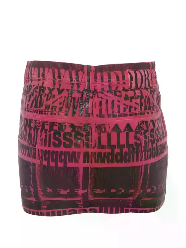 Dolce & Gabbana Printed Pleated Corduroy Mini Skirt