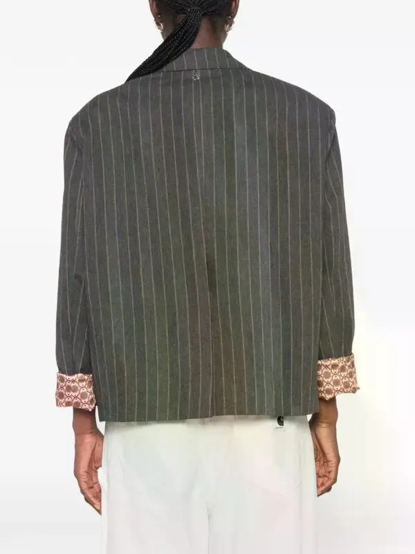 Dixie Pinstripe Print Crystal-embellished Jacket