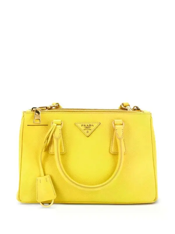 Prada Double Zip Lux Saffiano Leather Mini Satchel - Yellow