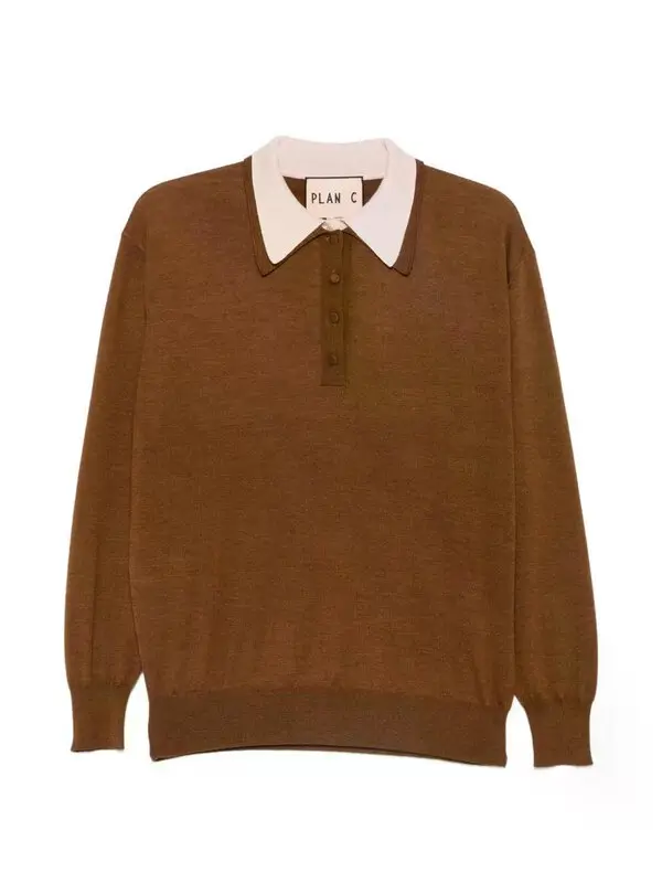 Plan C Double-collar Polo Sweater