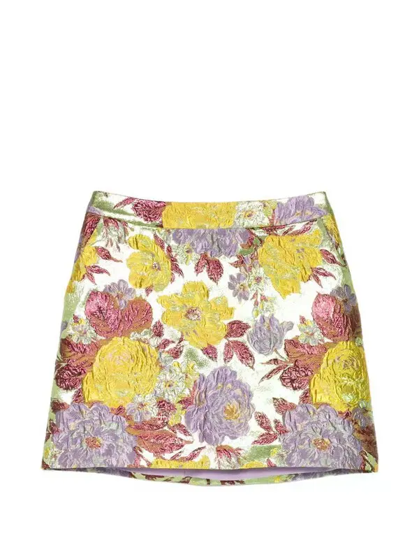 Elie Saab Floral Brocade A-line Skirt - Green