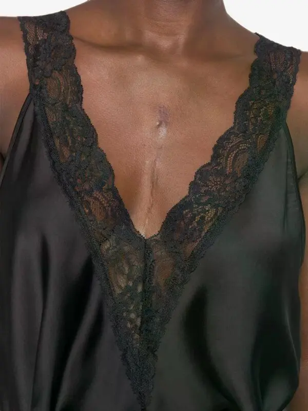 Imperial Lace-trim Camisole Top - Black
