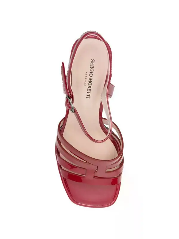 SERGIO MORETTI FIRENZE Patent-finish Strappy Sandals - Red