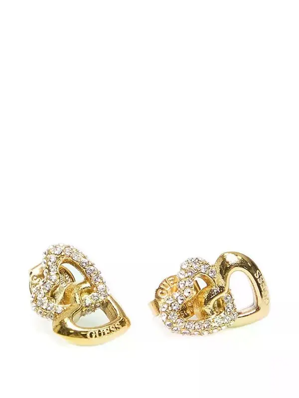 Guess Love Bites Crystal-embellished Heart Earrings - Gold