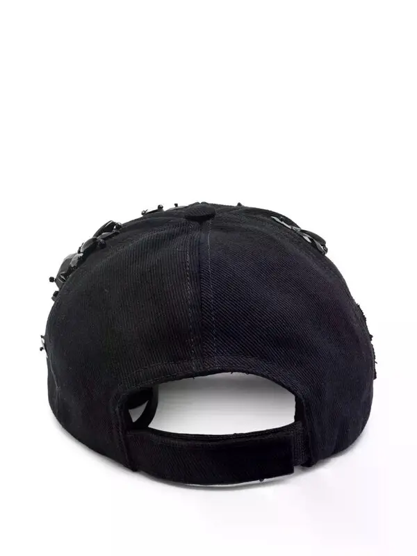 Miu Miu Crystal-embellished Cotton Denim Baseball Cap - Black