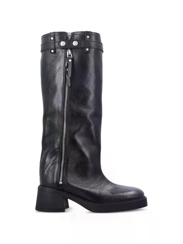 MIISTA Izolda Buckled Zip-up Calf Leather Boots