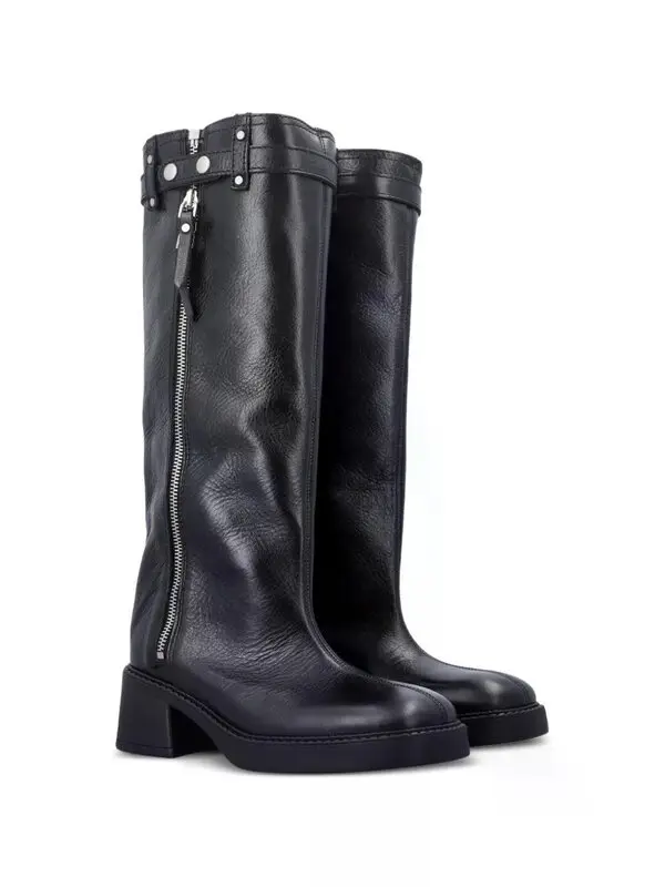 MIISTA Izolda Buckled Zip-up Calf Leather Boots