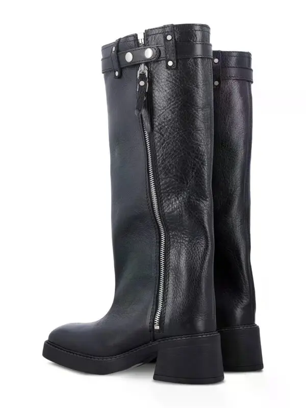 MIISTA Izolda Buckled Zip-up Calf Leather Boots