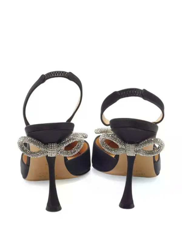 Mach & Mach Satin Crystal Double Bow Slingback Pumps