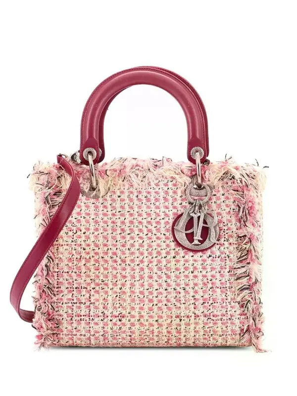 Dior Medium Lady Satchel Tweed Bag - Pink