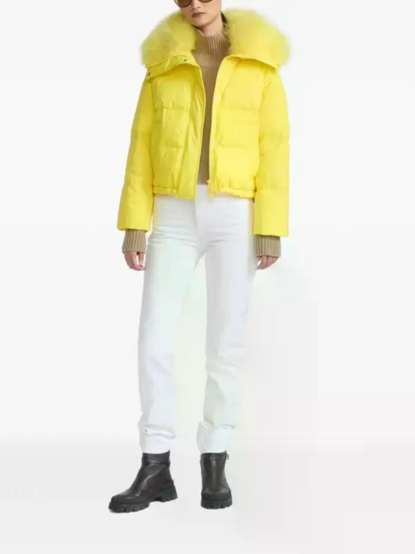YVES SALOMON Lambswool-trim Puffer Jacket - Yellow