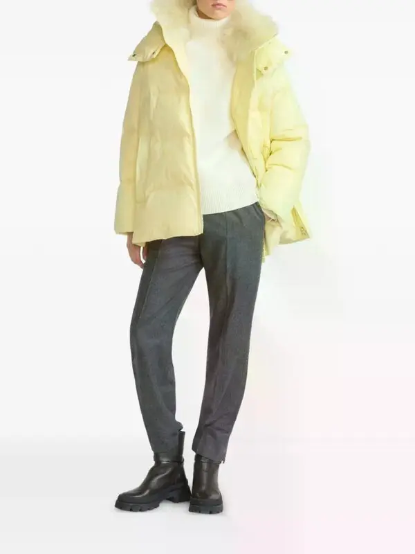 YVES SALOMON A-line Shearling-trim Coat