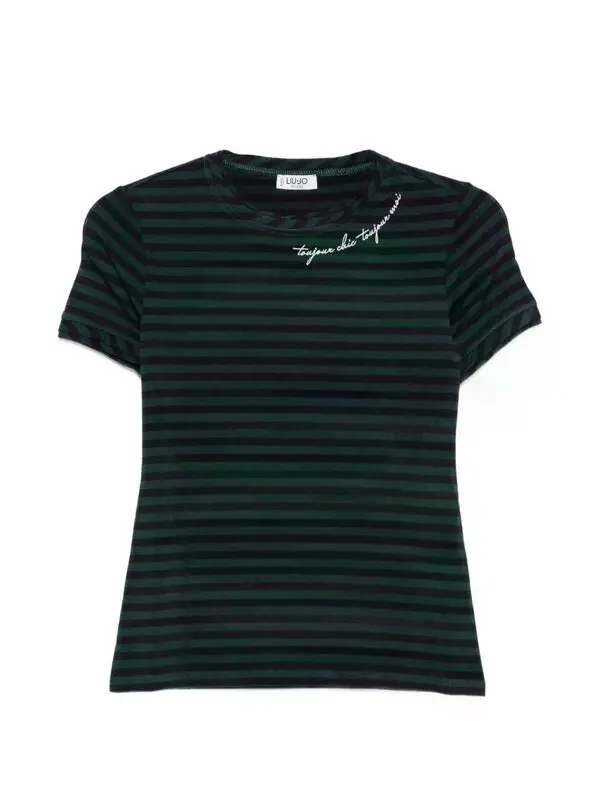Liu Jo Striped Embroidered T-shirt - Green