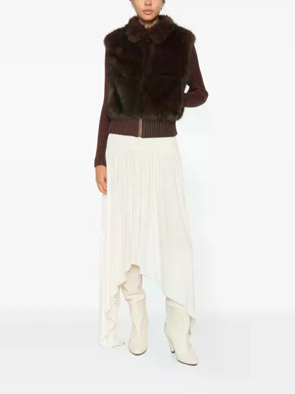 Source Unknown Faux-fur Ribbed-knit Cardigan - Brown