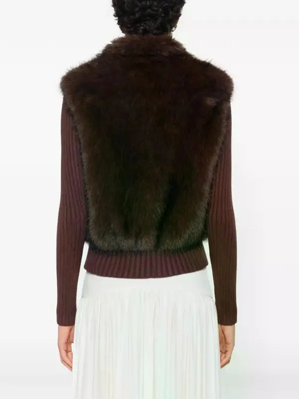 Source Unknown Faux-fur Ribbed-knit Cardigan