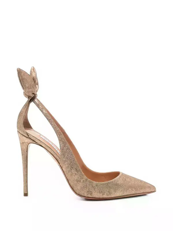 AQUAZZURA Metallic Bow Tie Pumps - Gold