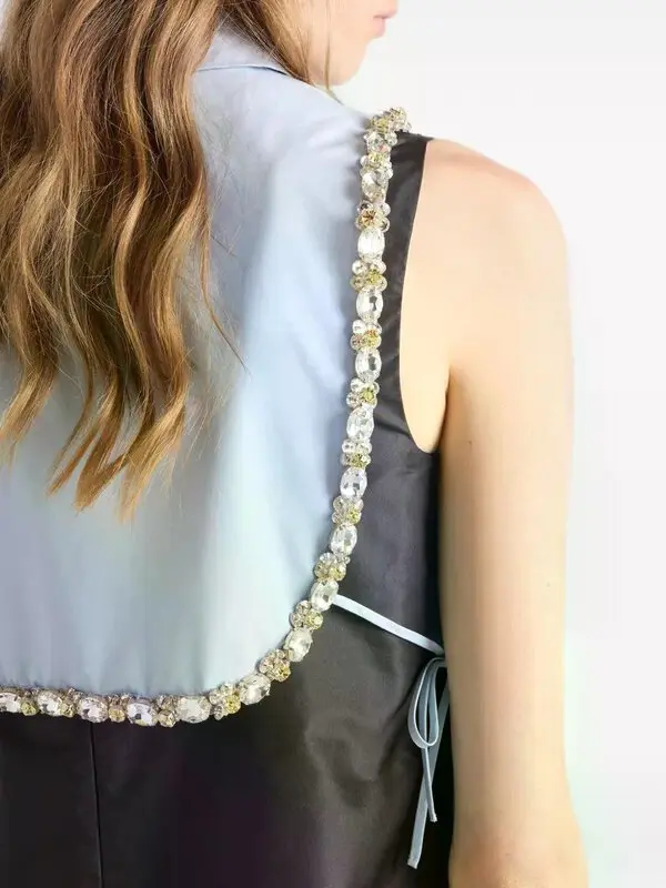 Prada Embroidered Poplin Tie Vest