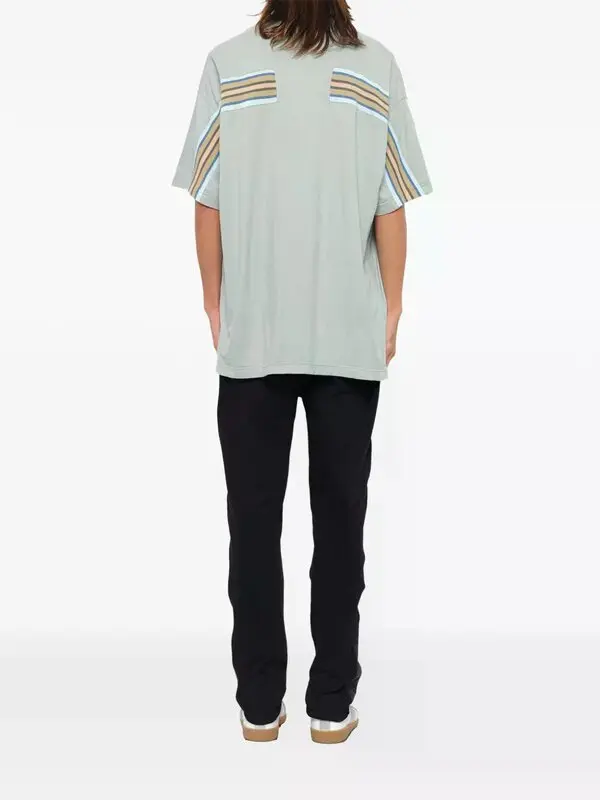 Facetasm Rib-trim Striped-panel T-shirt
