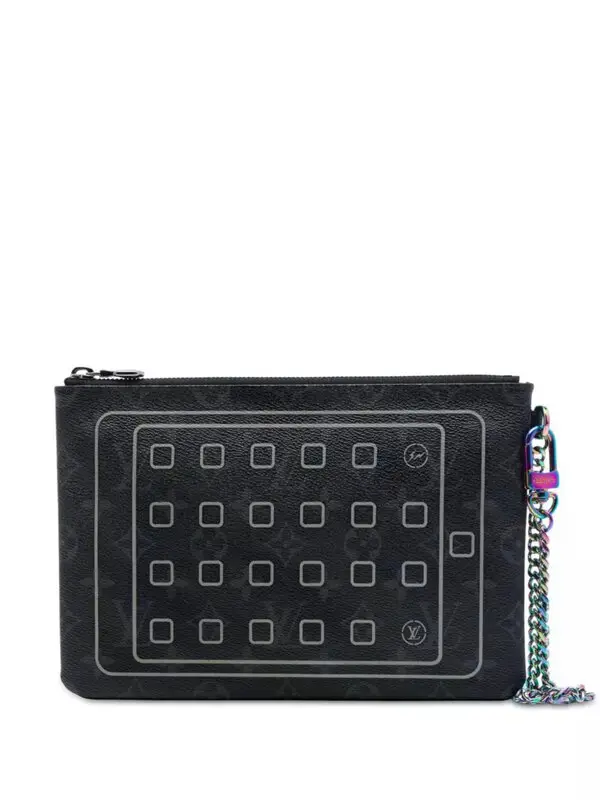 LOUIS VUITTON 2017 Monogram Eclipse Flash Fragment Ipad Case Clutch Bag