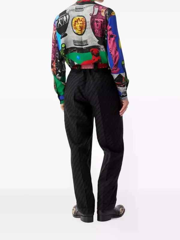 Versace Pinstripe Wool Dress Trousers