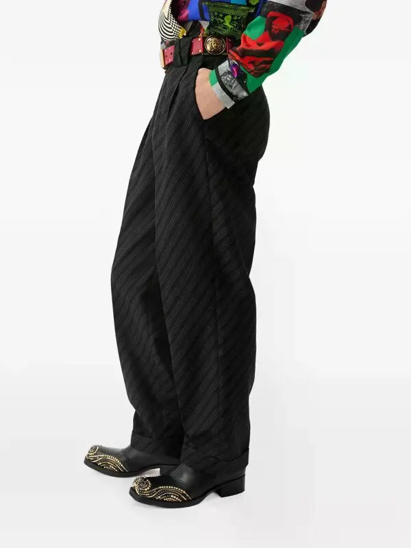 Versace Pinstripe Wool Dress Trousers
