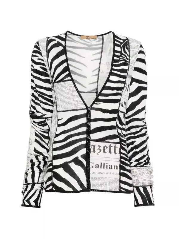John Galliano Gazette Zebra-print Cardigan - White