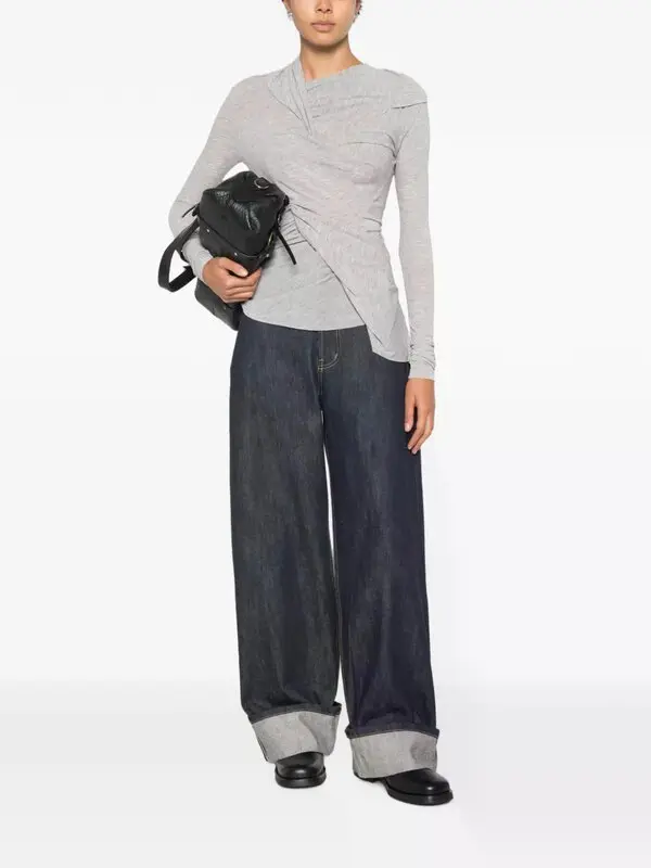 Source Unknown Folgore Asymmetric Draped Top - Grey
