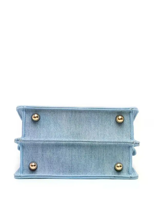 Fendi Embroidered Denim Peekaboo Iseeu Satchel - Blue