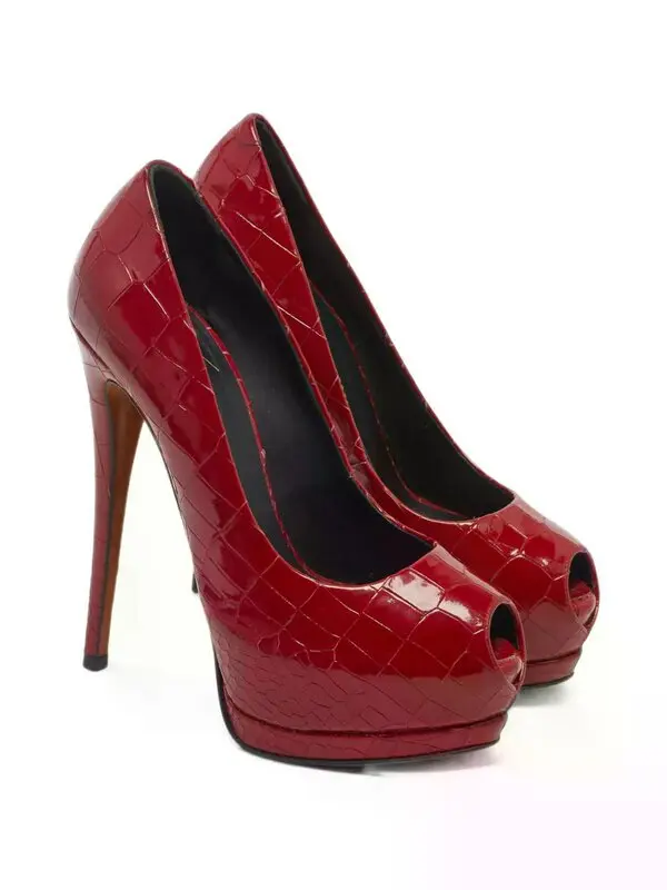 GIUSEPPE ZANOTTI Sharon Croc-embossed Peep-toe Pumps
