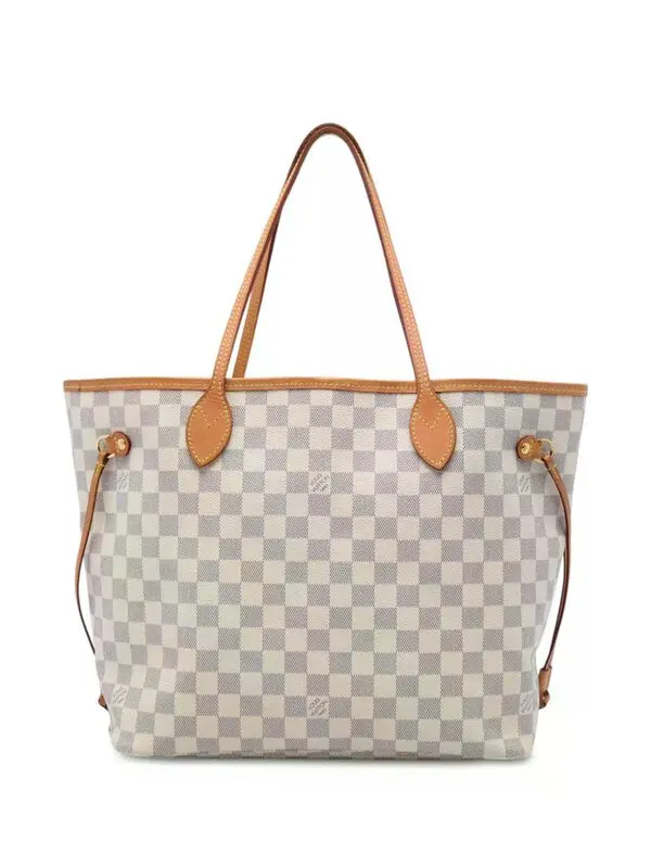 LOUIS VUITTON Damier Azur Neverfull Mm Tote Bag - White