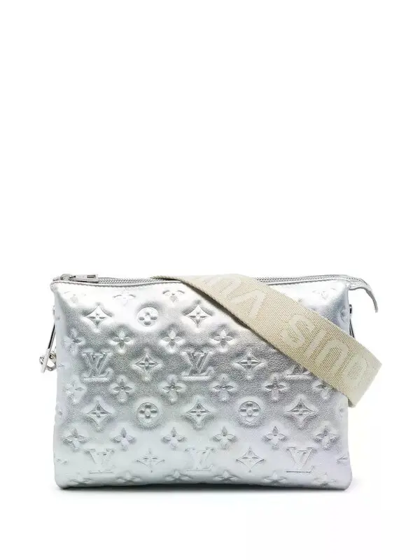 LOUIS VUITTON Monogram Embossed Puffy Lambskin Coussin Pm Satchel - Silver