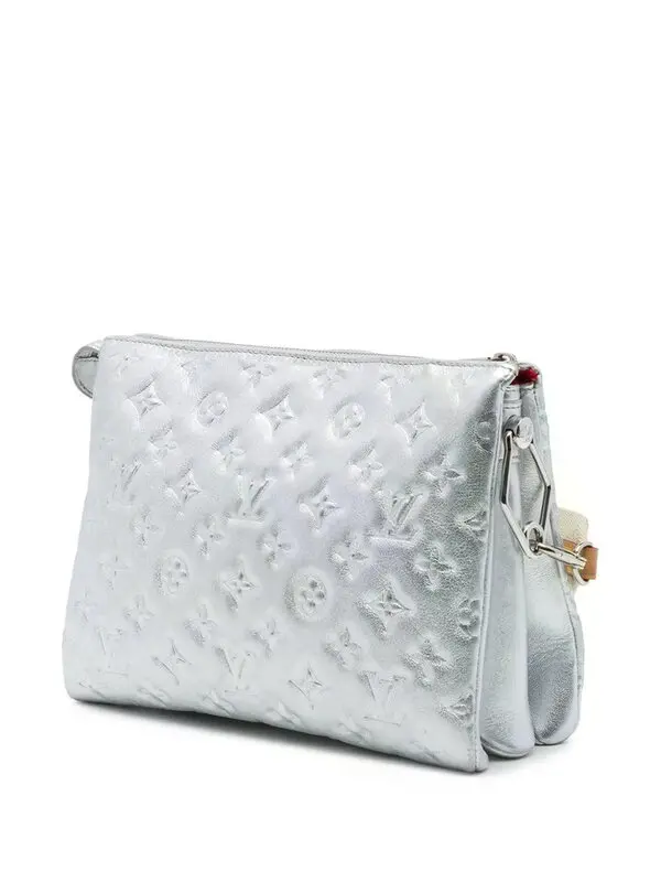 LOUIS VUITTON Monogram Embossed Puffy Lambskin Coussin Pm Satchel - Silver