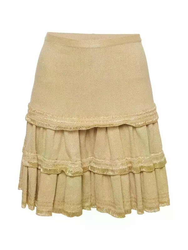 Alaïa Mini Tiered Flared Skirt - Neutrals