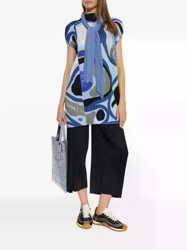 Issey Miyake Pleated Abstract-print Dress
