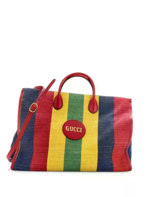 Gucci Baiadera Striped Canvas Tote Bag