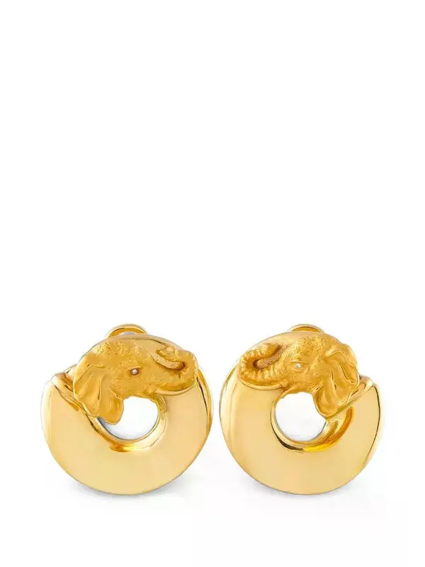 CARRERA Y CARRERA 18k Yellow Diamond Elephant Hoop Earrings