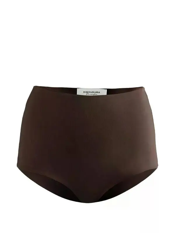 HIBOURAMA High-waisted Stretch-design Briefs - Brown