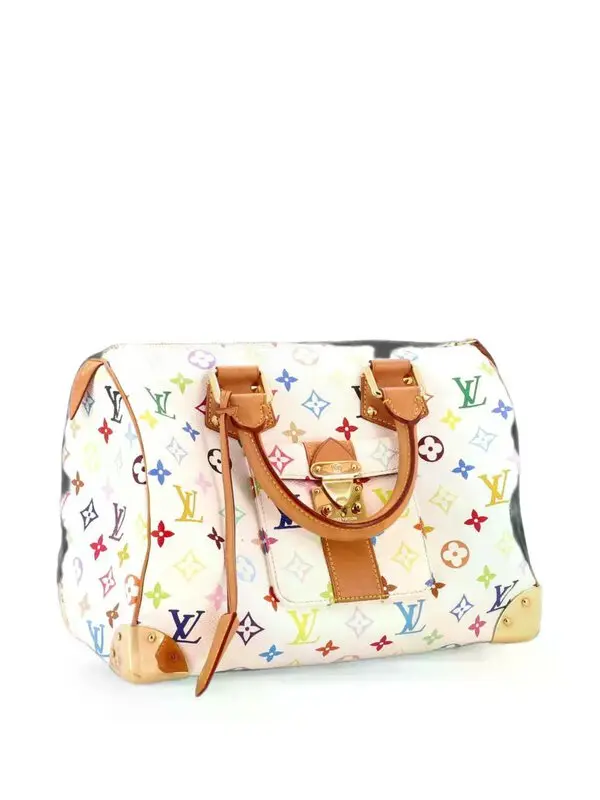 LOUIS VUITTON Speedy Handbag Monogram Multicolor Satchel - White