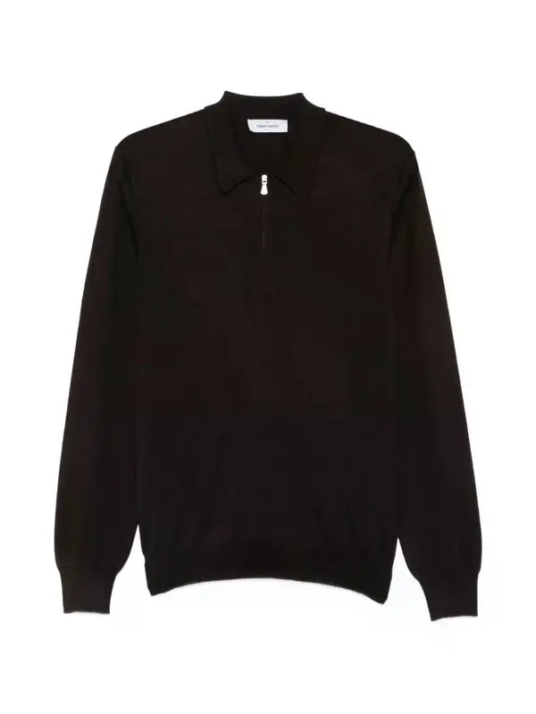 GRAN SASSO Quarter-zip Fine-knit Sweater - Brown