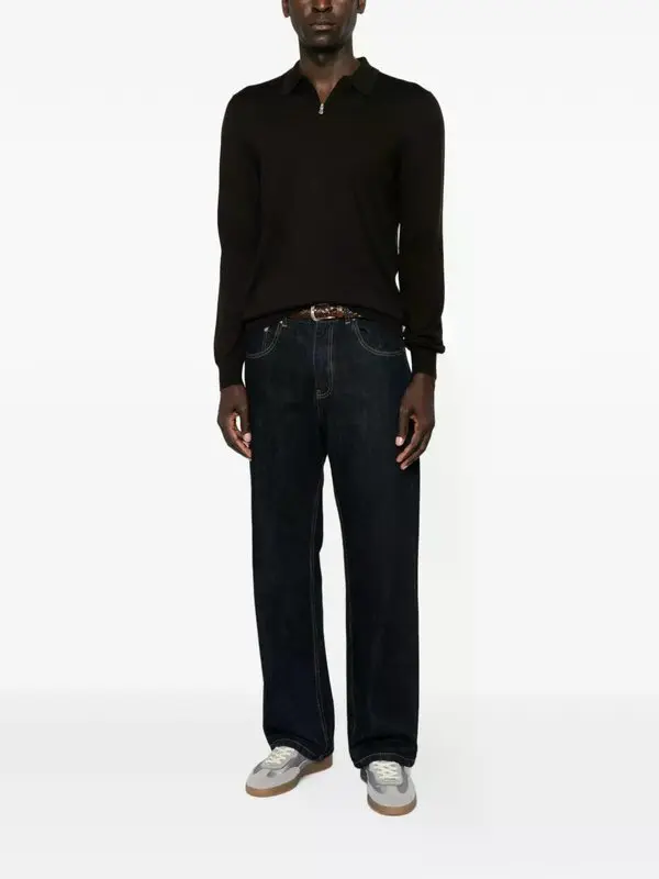GRAN SASSO Quarter-zip Fine-knit Sweater - Brown