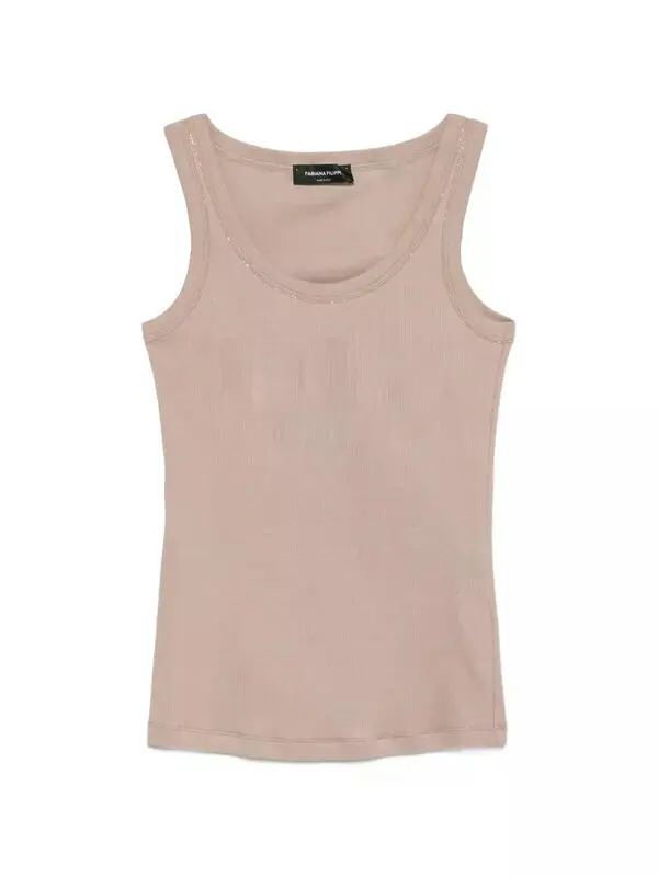 Fabiana Filippi Bead-embellished Ribbed Tank Top - Brown