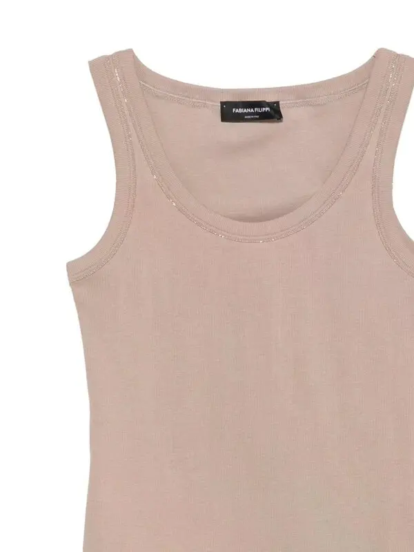 Fabiana Filippi Bead-embellished Ribbed Tank Top