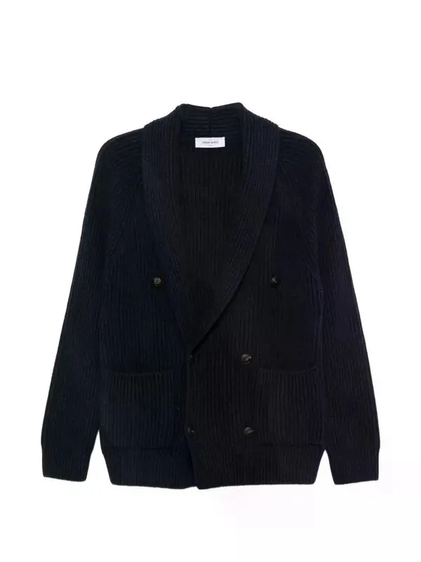 GRAN SASSO Double-breasted Ribbed-knit Cardigan - Blue