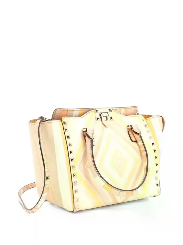 Valentino Garavani Rockstud Striped Leather Small Tote Bag