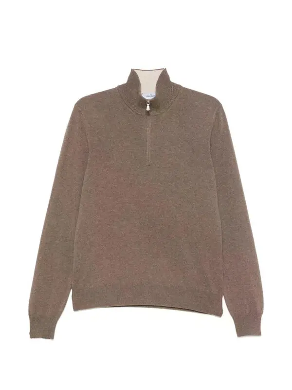 GRAN SASSO Quarter-zip Knitted Sweater - Brown